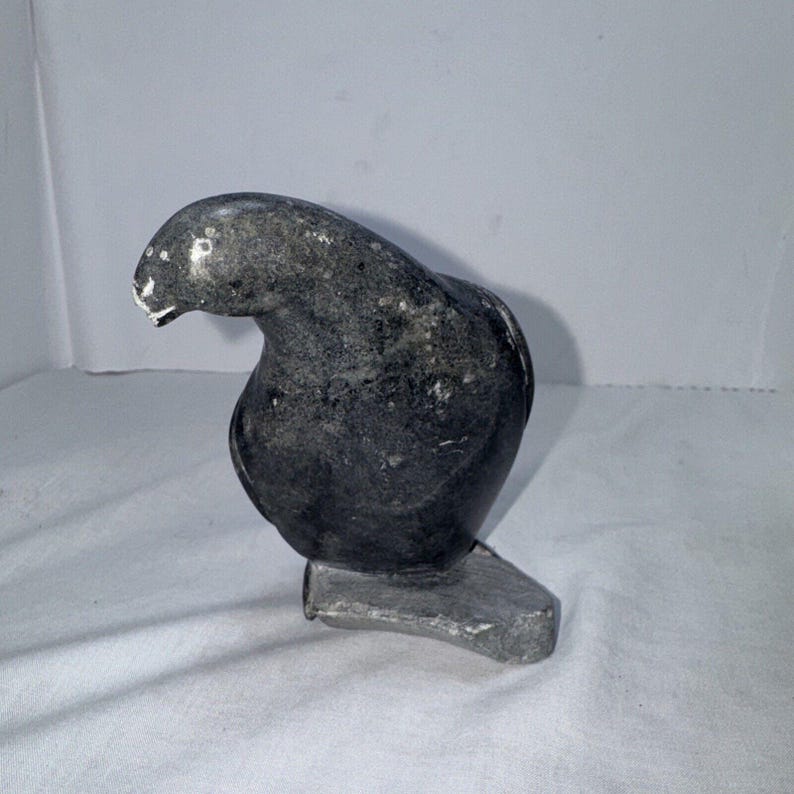 Rare Native Inuit Carved Soapstone Puffin Penguin Art Signed D. Aupalu ...