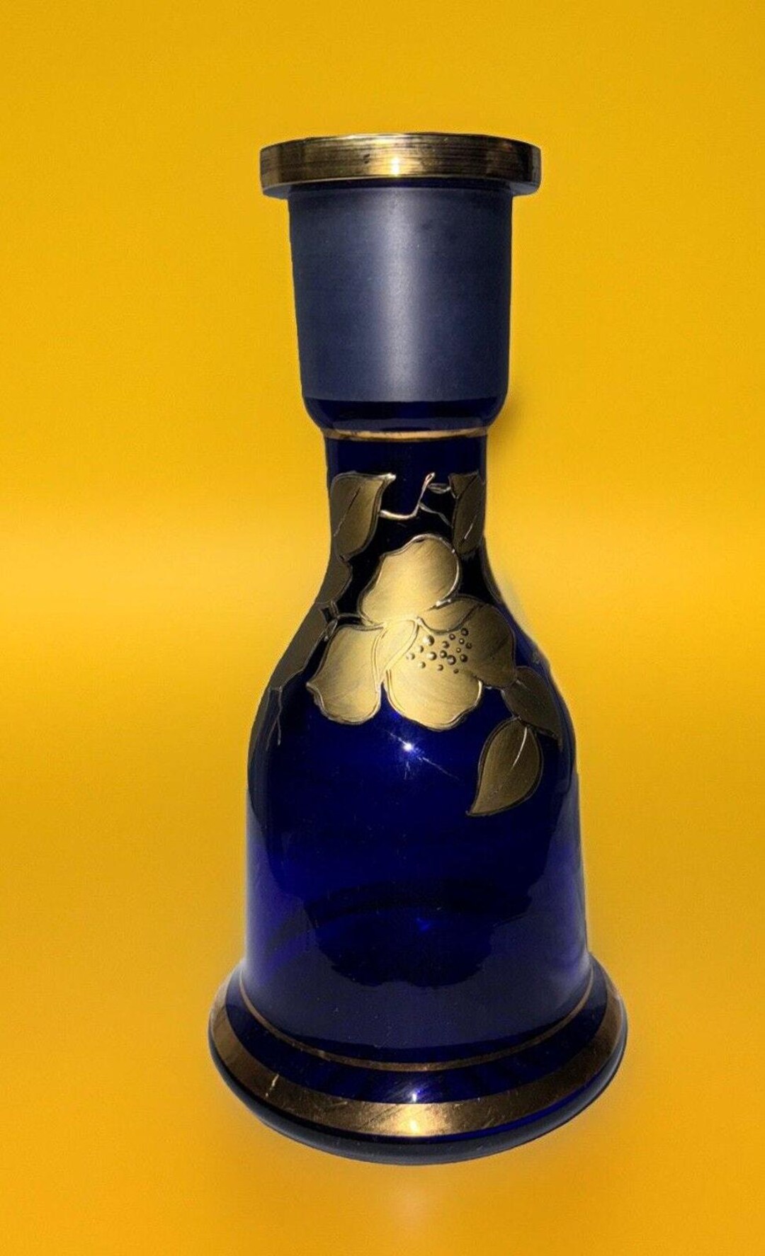 Antique Hand Painted Persian Glass Vase Bottle Cobalt Blue Gold - Etsy