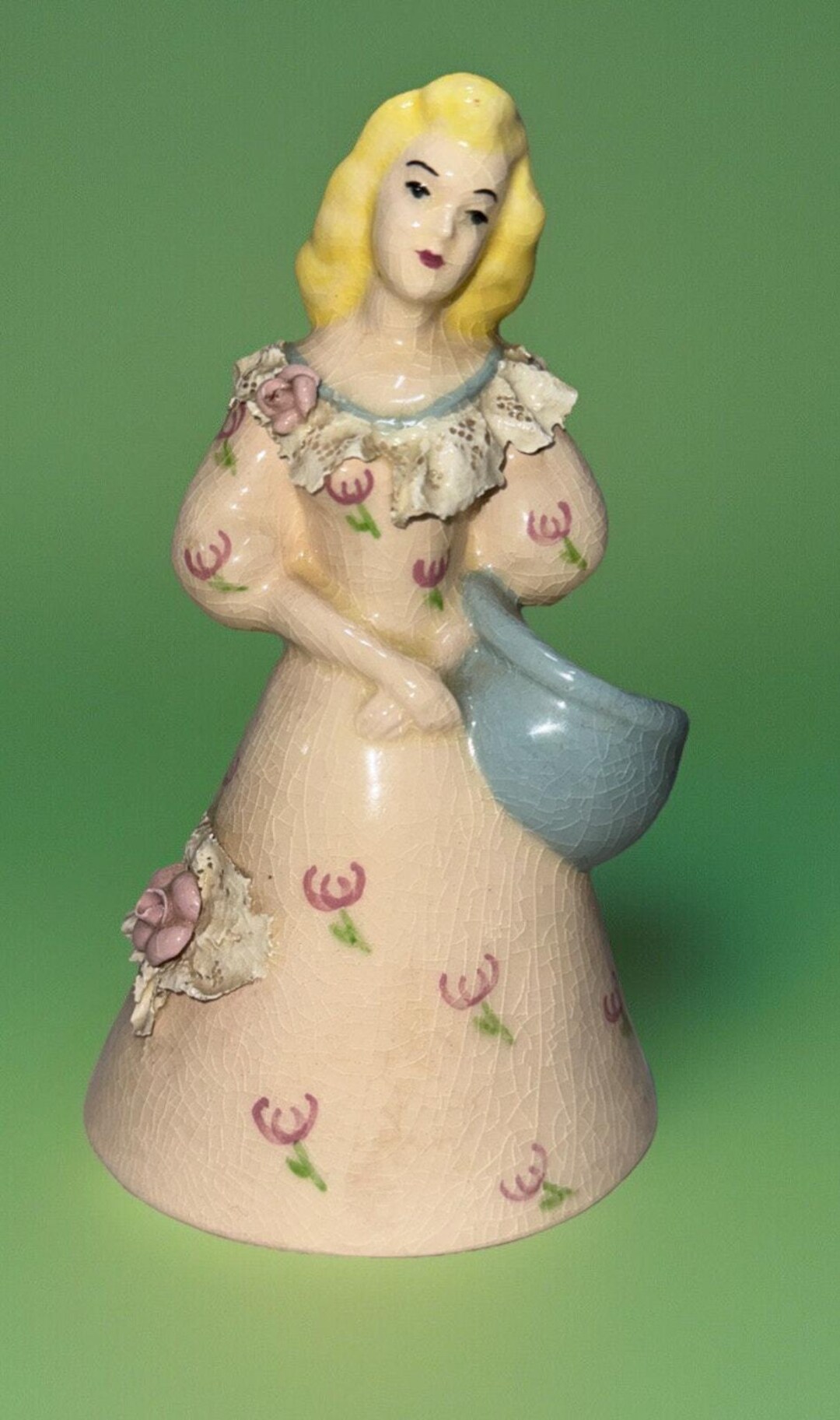 Bud Vase Southern Belle Girl Basket Figurine Edwina Hollywood Vintage ...