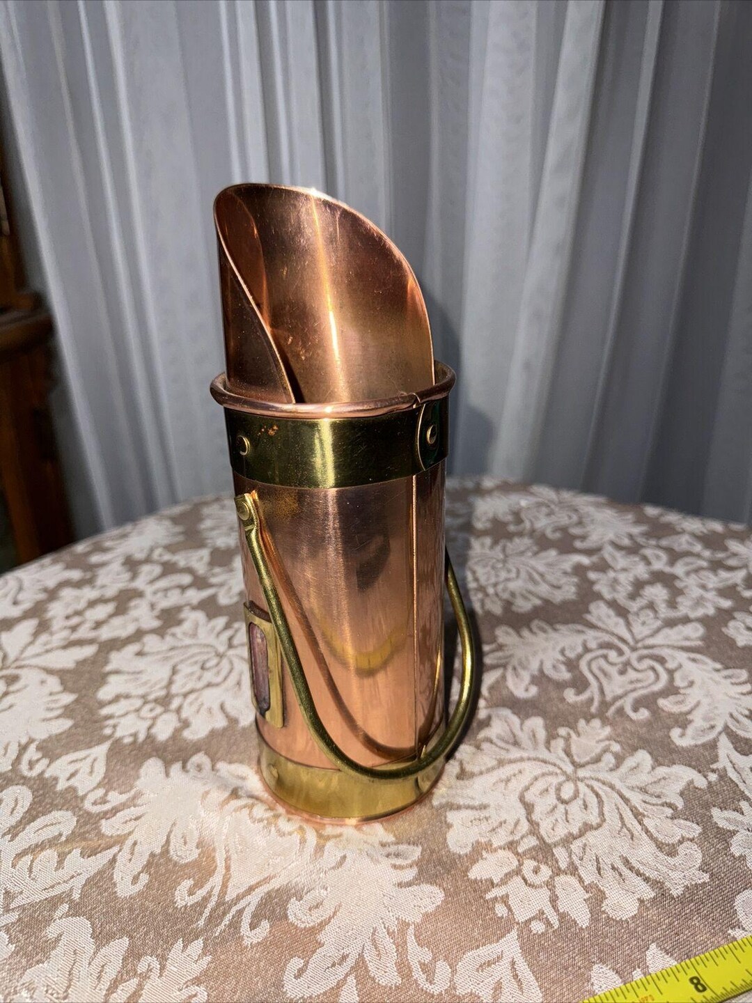 Vintage Copper & Brass Fireplace Matchstick Holder Metal Decor Ash ...