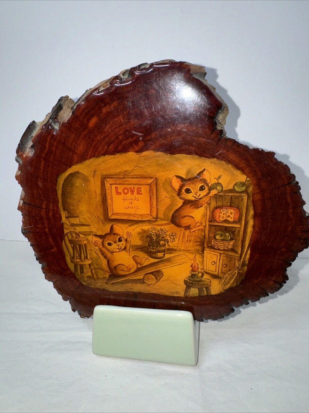 W.M. Otto Wooden Raw Wood Slab Shellac Mouse Wall Art Retro 1970s - Etsy