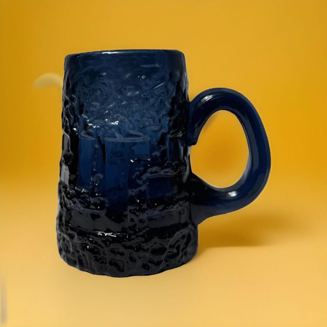 Mid-century 1960's Cobalt Blue Wavy Glass Beer Stein Gote Augustsson ...