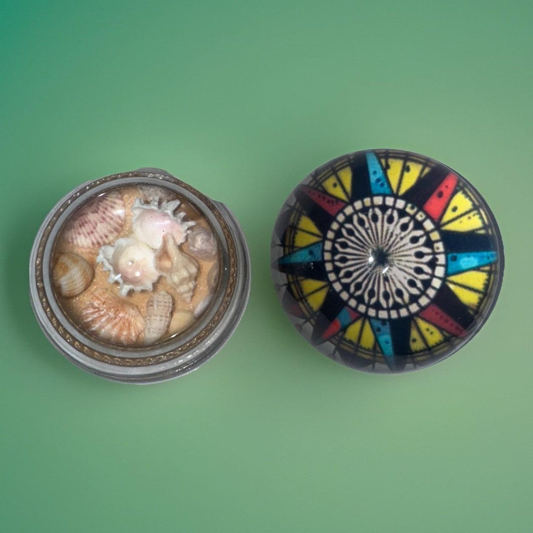 Domed Paperweight Shells Compass Nautical - Etsy