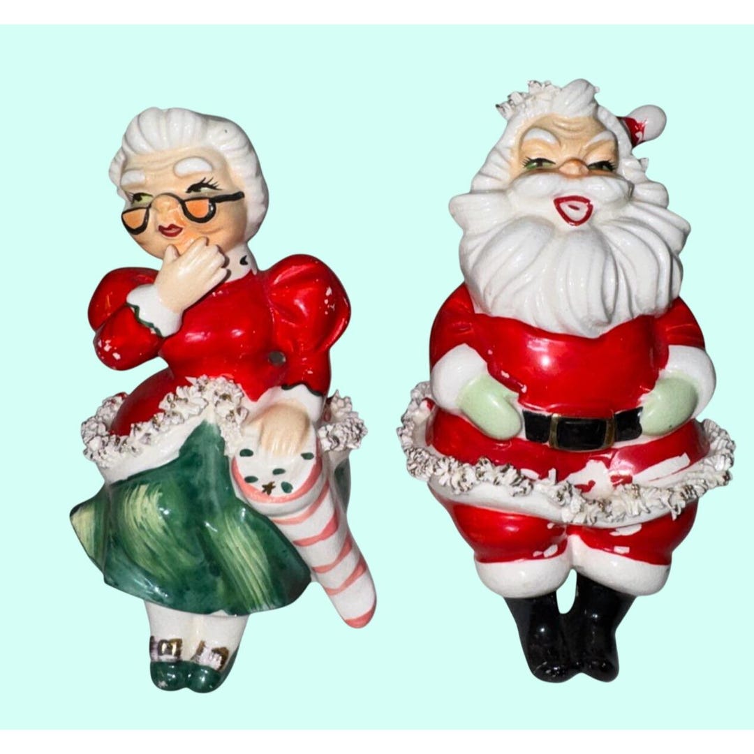 50s Original Lefton Geo Z Santa & Mrs. Clause Shelf Setters - Vintage ...