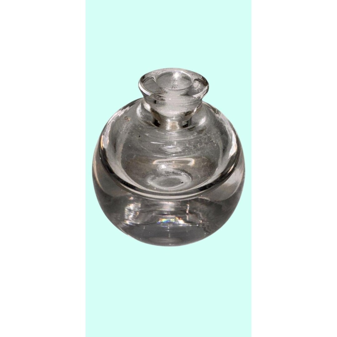 Clear Glass Heavy Round Inkwell Bottle Small Vintage 2.25 Inch Height ...