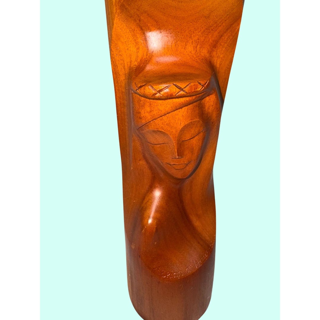 Carved Milo Wood Woman Bust Hawaii Signed Sculpture 8 Inches Tall - Etsy