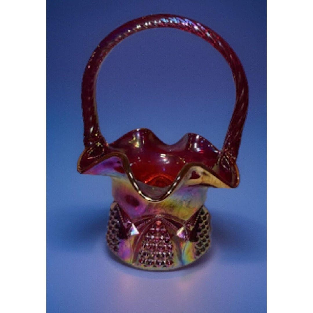 Fenton Carnival Glass Buttons Arches Ruffled Basket 7” - Etsy