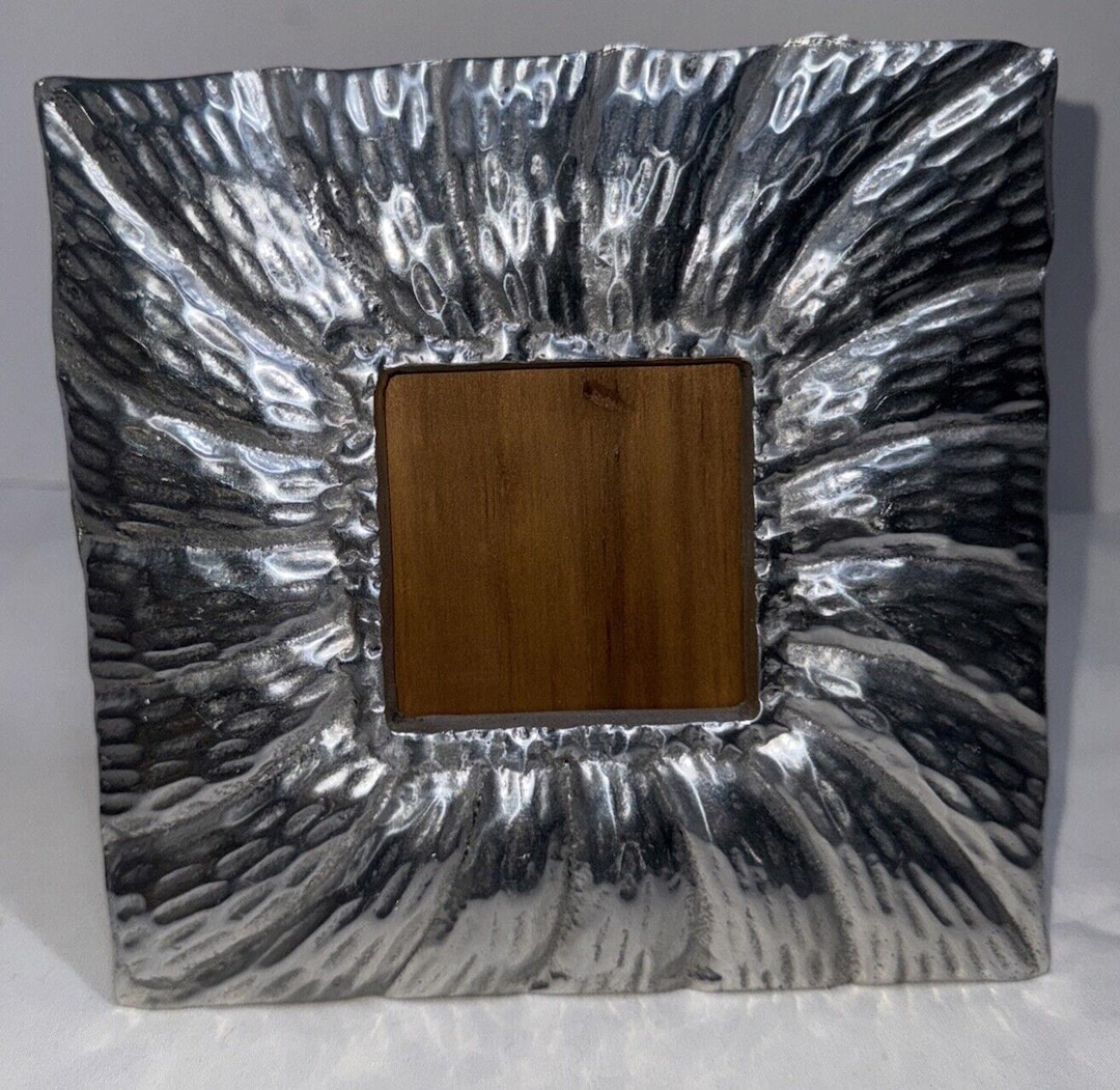 Vintage Hammered Silver Mexico Picture Frame Brutalist Primitive Folk ...