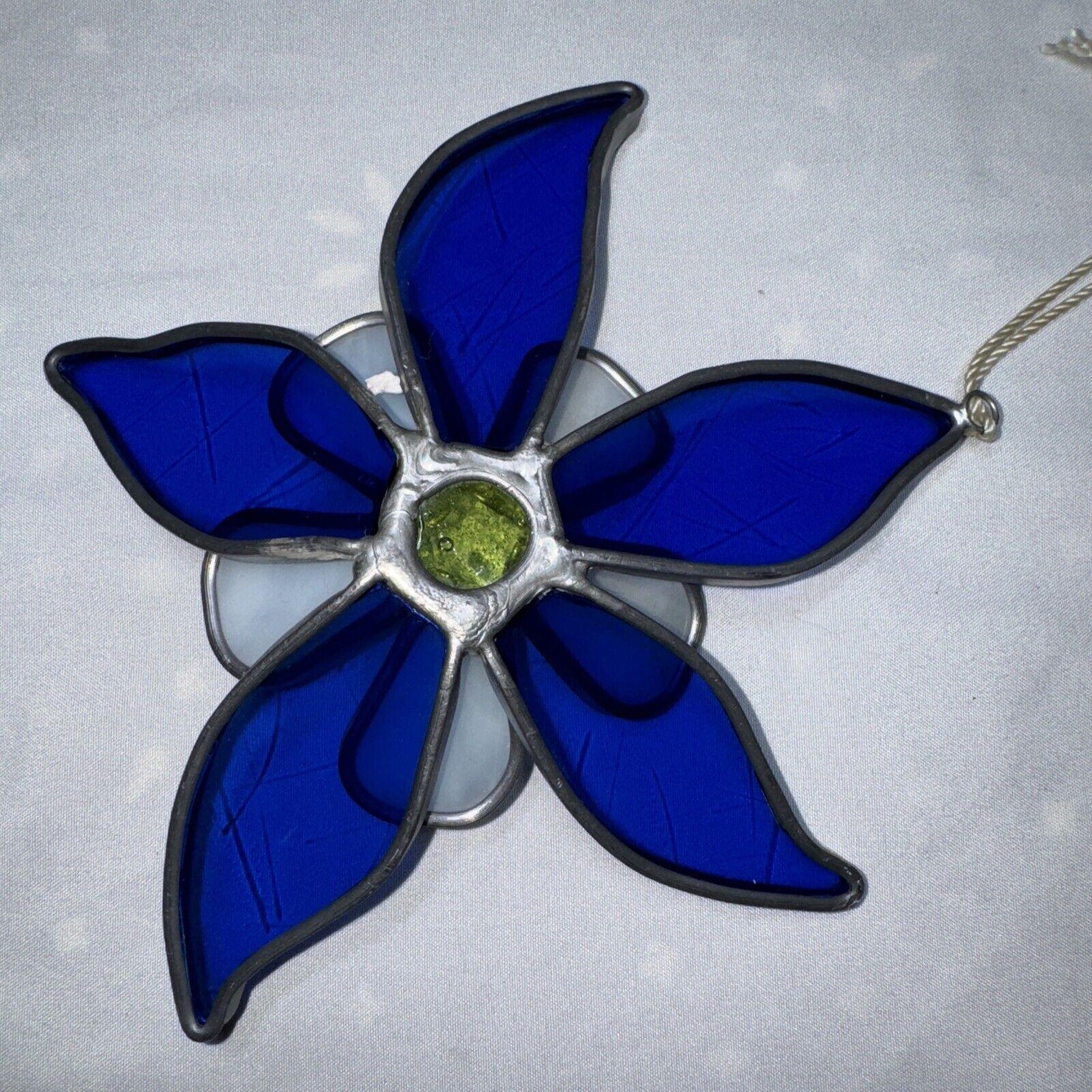 Stained Glass Sun Catcher Blue Flower Leaded Handmade Spring - Etsy