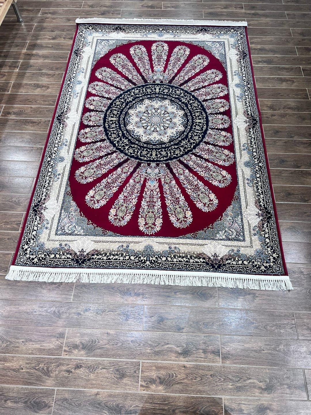 Custom Red Colour Wool & Acrylic Rug – Power-loomed Bespoke Design, 6x9 ...
