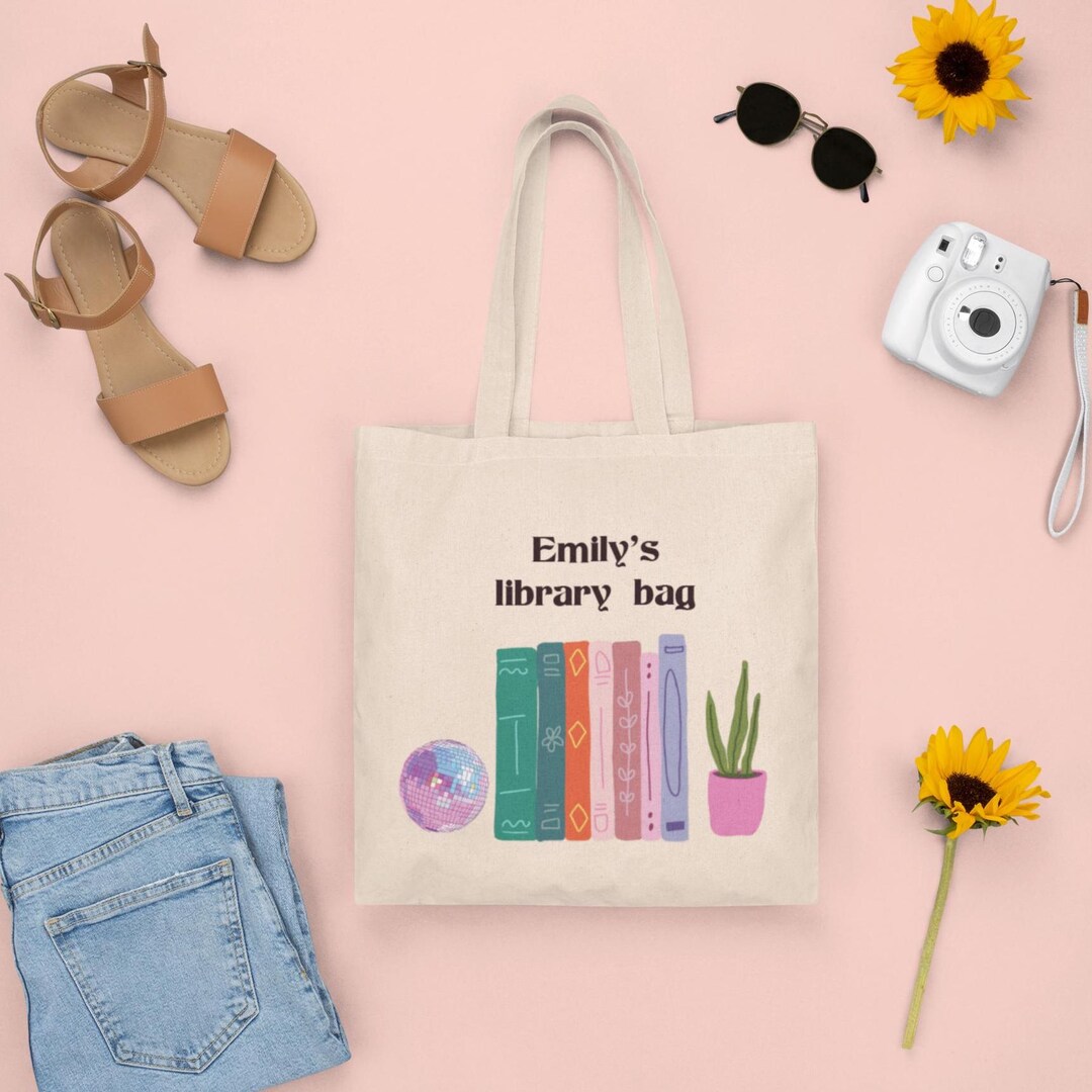 Personalized Library Tote Bag: Custom Cotton Book Bag for Students ...