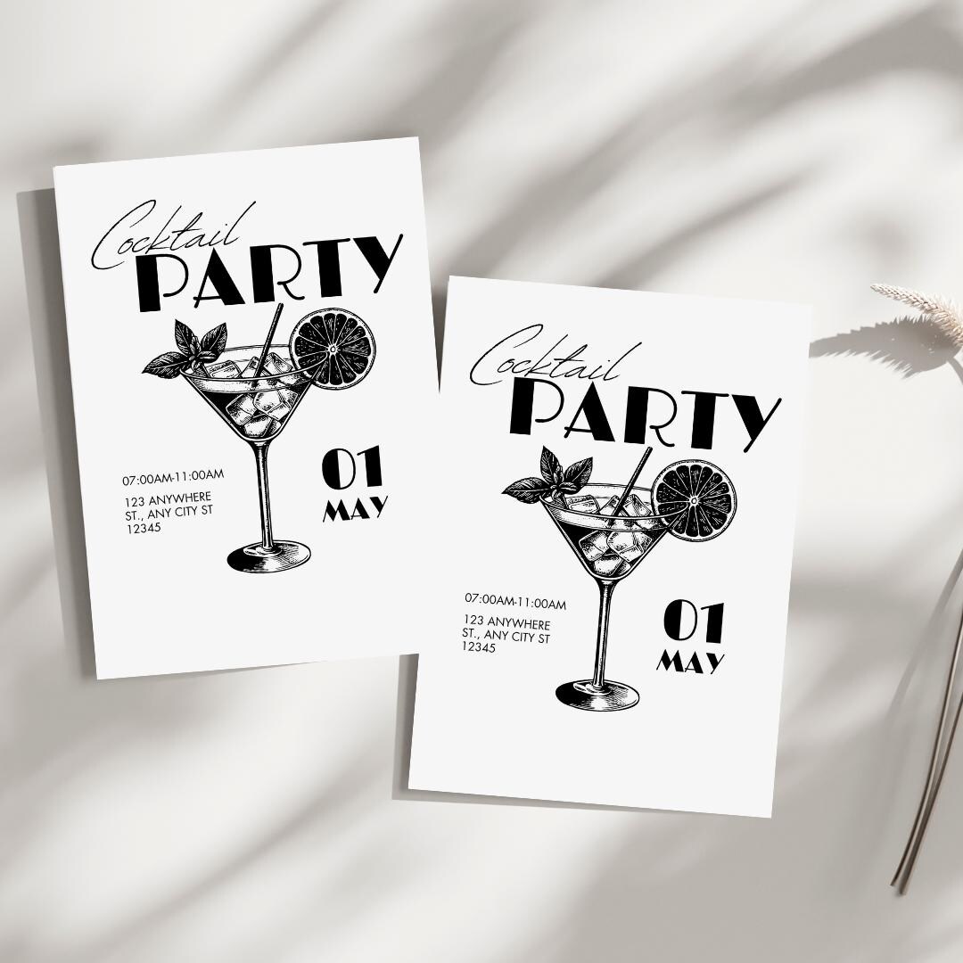 Elegant Cocktail Party Invitation – Instant Digital Download , Editable ...