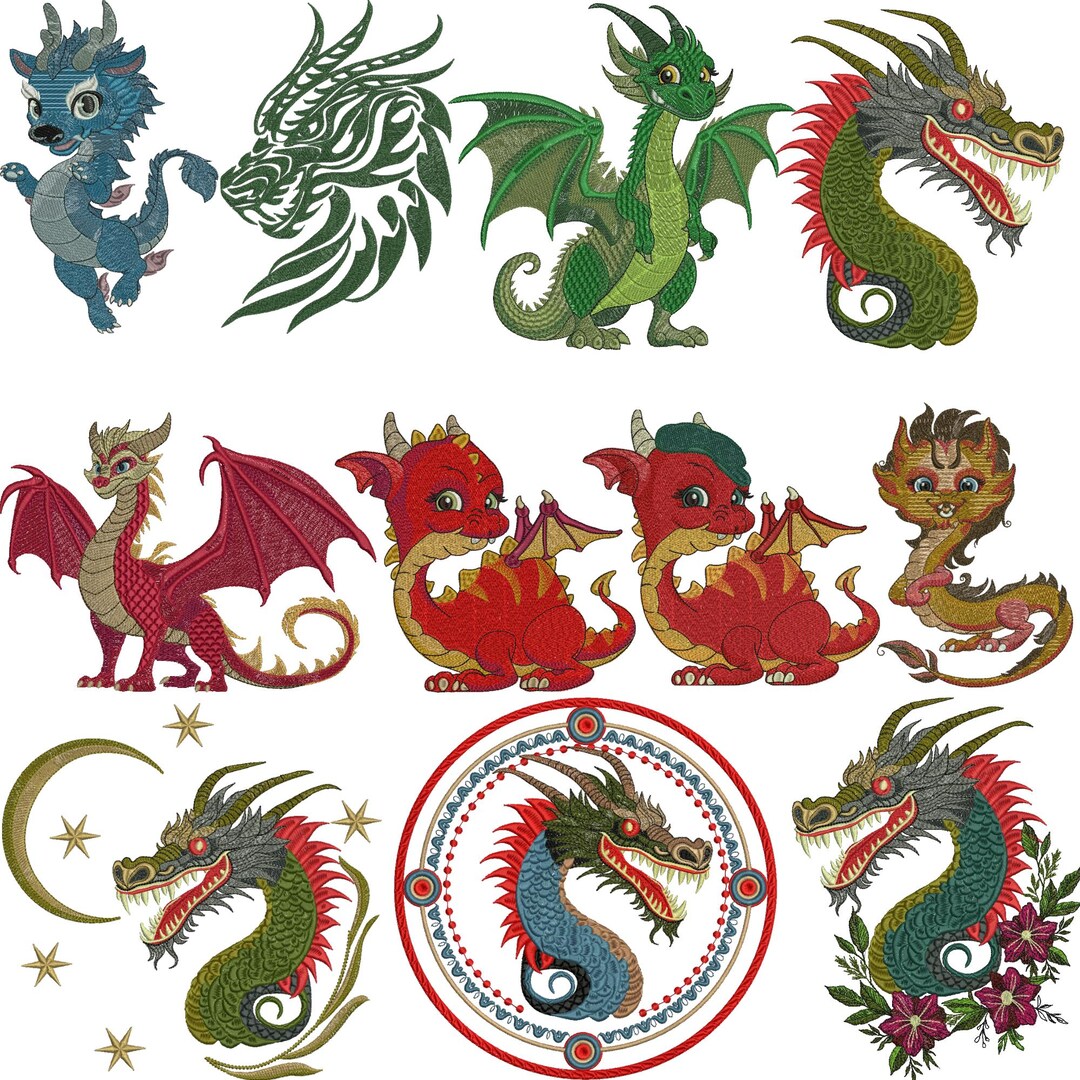Dragon Embroidery Design, Chinese Dragon Embroidery, Mystic Dragon ...