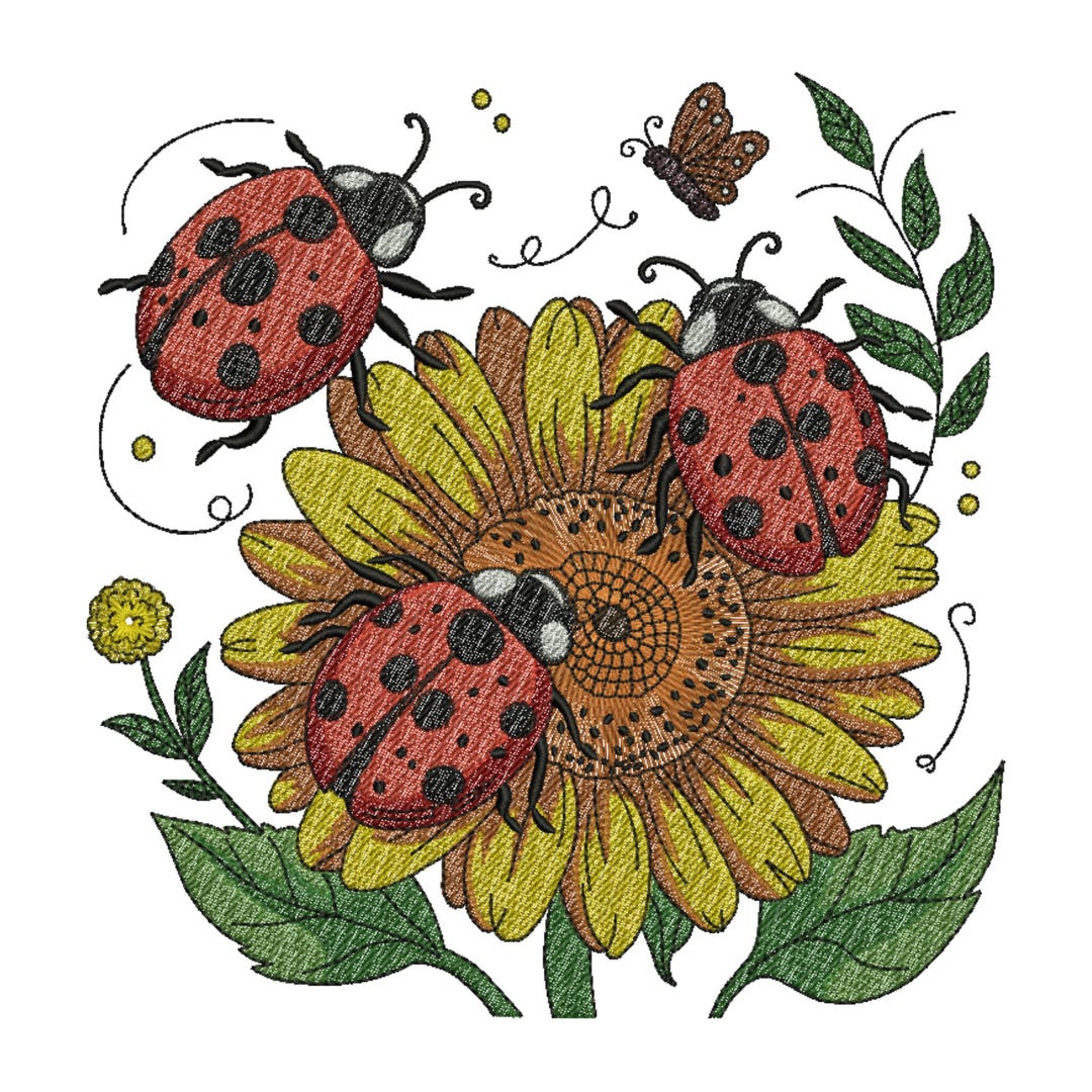 Ladybug Embroidery Design, Ladybug Filled Stich, Bug Embroidery ...