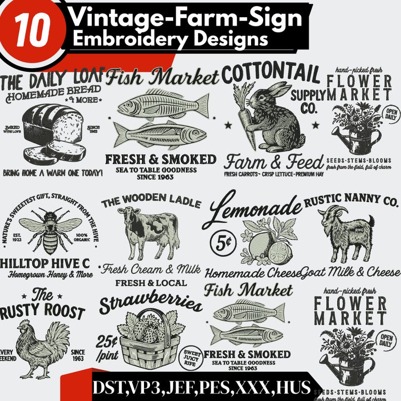 Vintage Farm Sign Embroidery Designs | Rustic Farm Quotes Machine ...