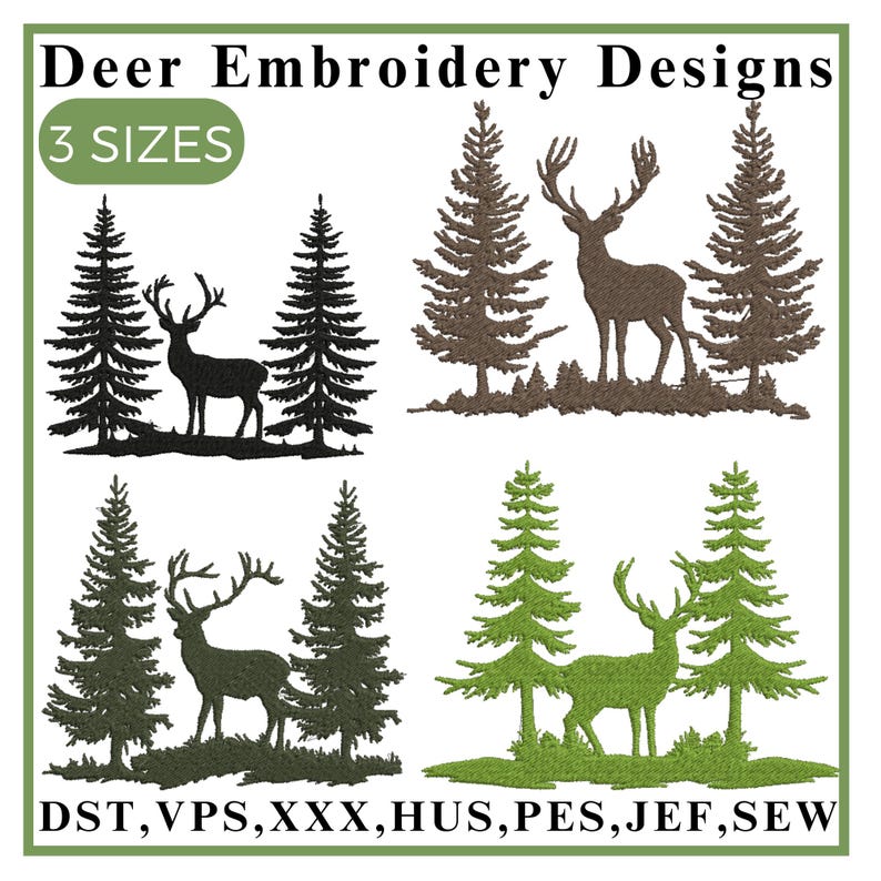 Buck Deer Embroidery Design: Forest Woodland Scenery (digital Download ...