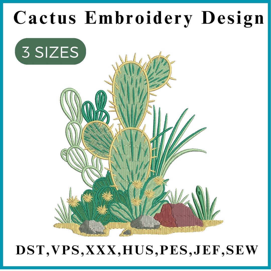 Cactus Embroidery Design, Desert Cactus Embroidery Design, Cactus ...