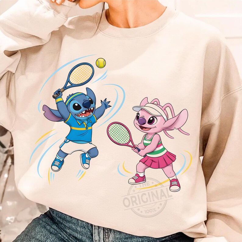 Cute Stitch Tennis PNG, Retro Stitch PNG, Cartoon Tennis Player ...