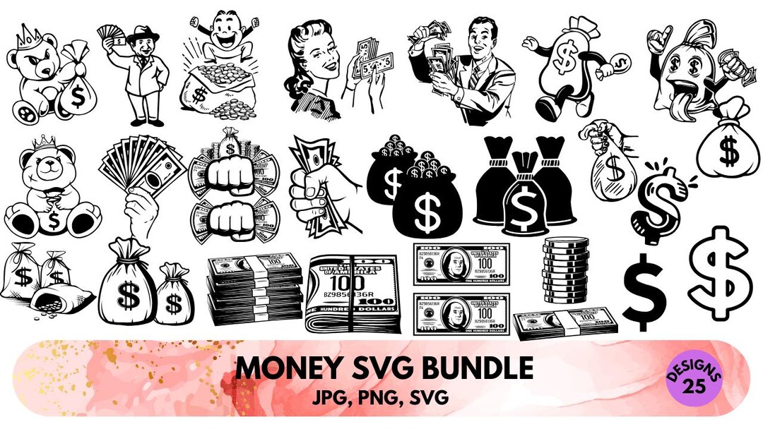Money SVG Bundle, Dollar Sign Clipart, Stack That Cash SVG, Bitcoin Svg ...