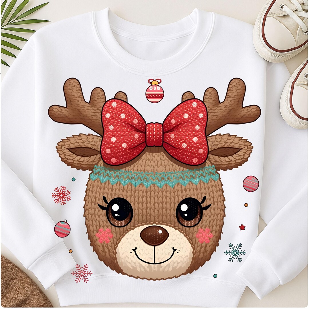 Cute Knitted Christmas Reindeer PNG | Cute Reindeer Clipart | Crochet ...