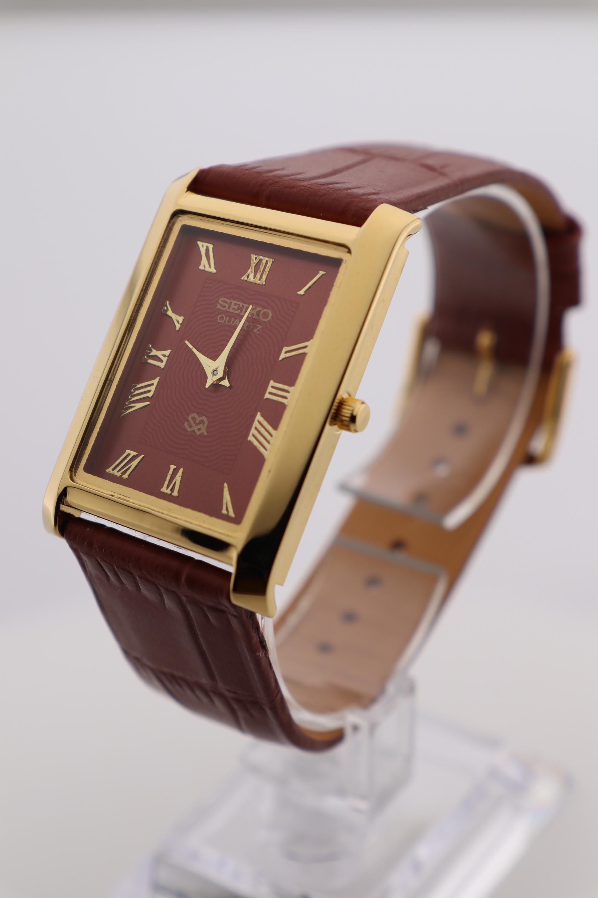 Rare Dress Style Seiko Slim Vintage Quartz Men's Wrist Watch Red Dial ...