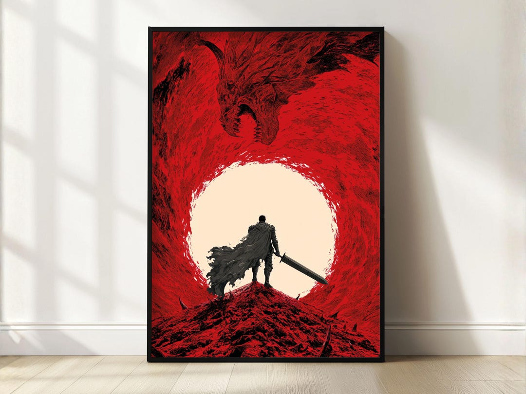 Berserk Guts Poster - Epic Red Silhouette Art - Etsy Australia