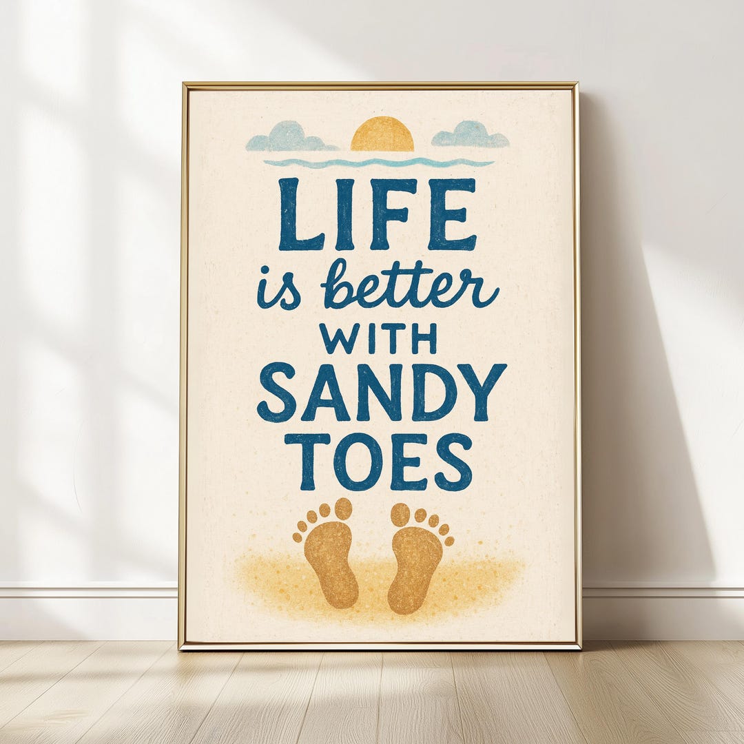 Beach Quote Art Print: Sandy Toes Coastal Decor (digital Download) - Etsy