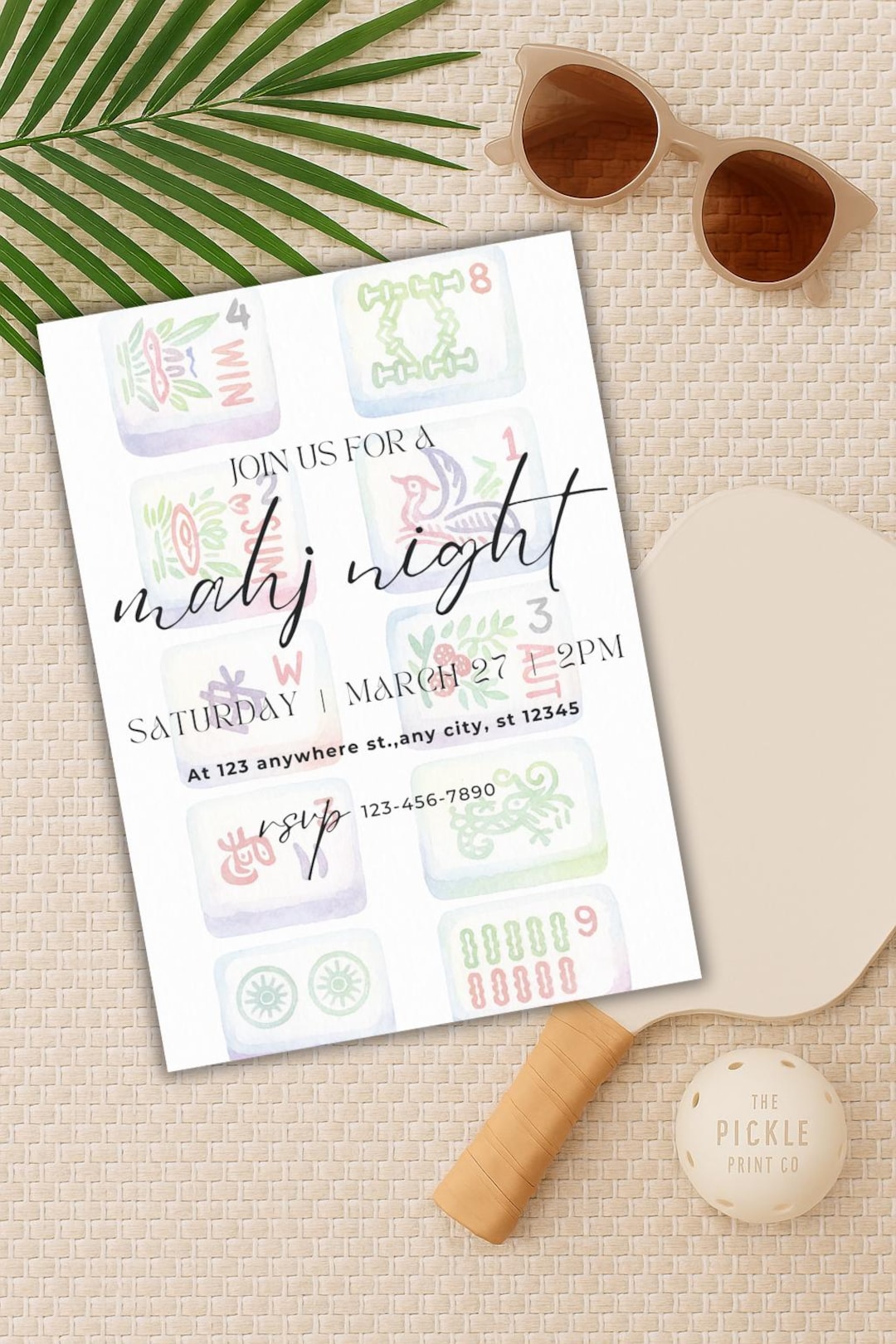Mahj Night Mahjong Party Invitation Template Editable Digital Download ...