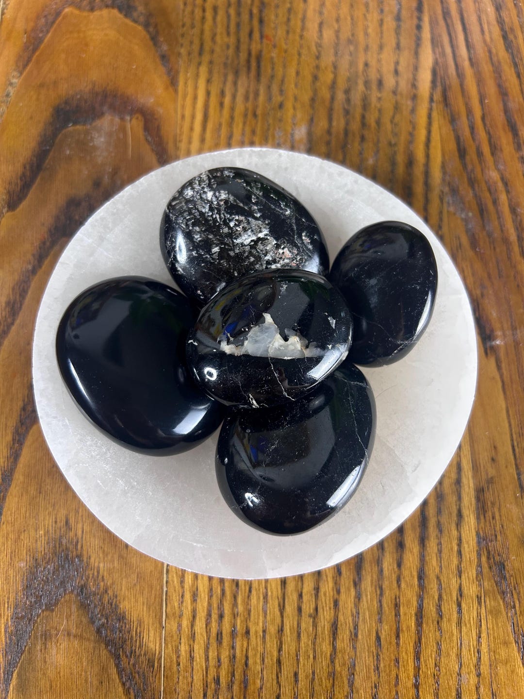 Black Tourmaline Crystal Palm Stone, Natural Pocket Meditation Crystal ...