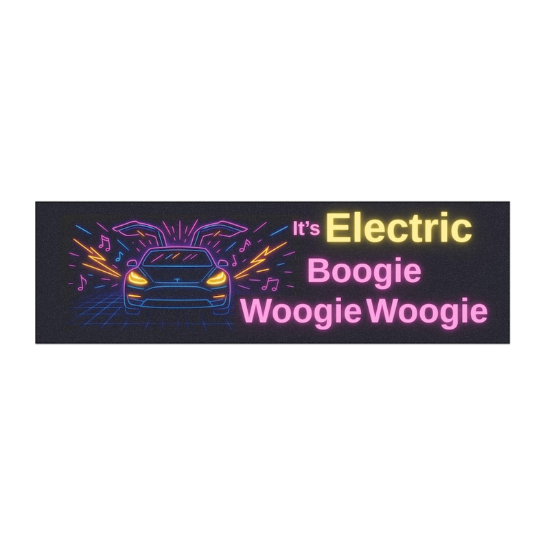 Pink Tesla EV Magnet, Its Electric Boogie Woogie Woogie, Car Magnet ...