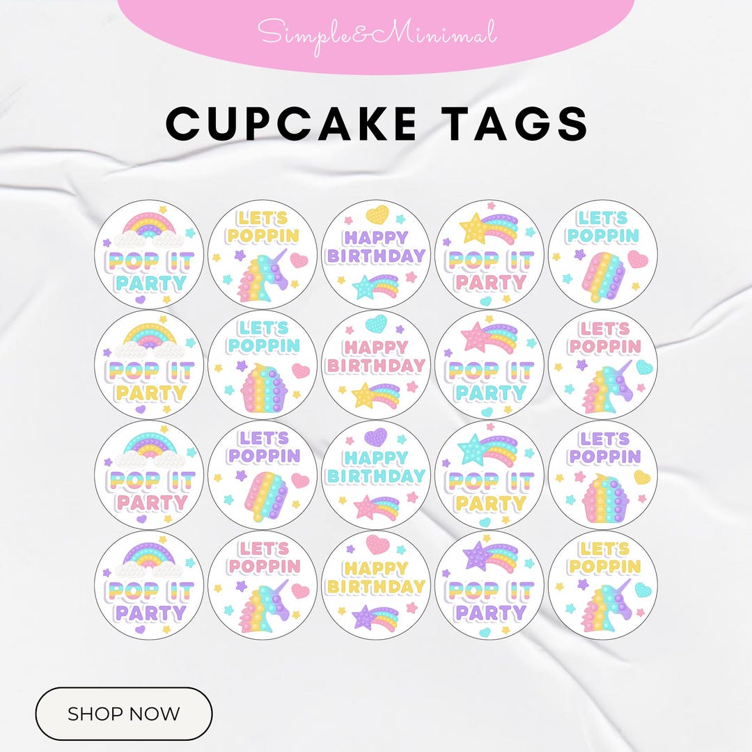 Colorful Cupcake Tags | Editable Canva Template | Bright Party Favor ...