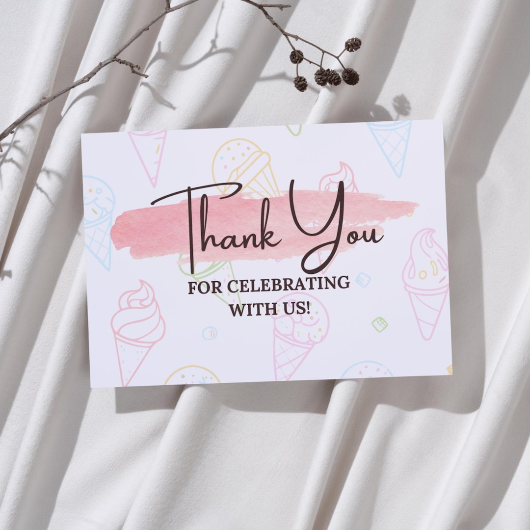 Ice Cream Thank You Card Printable | Cute Pastel Pattern Card | Sweet ...