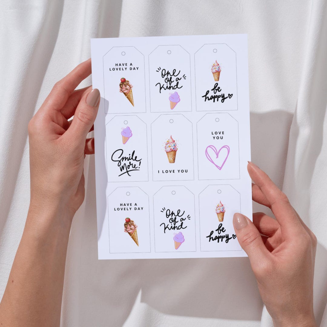 Printable Ice Cream Favor Tags | Cute Editable Treat Bag Tags | Be ...