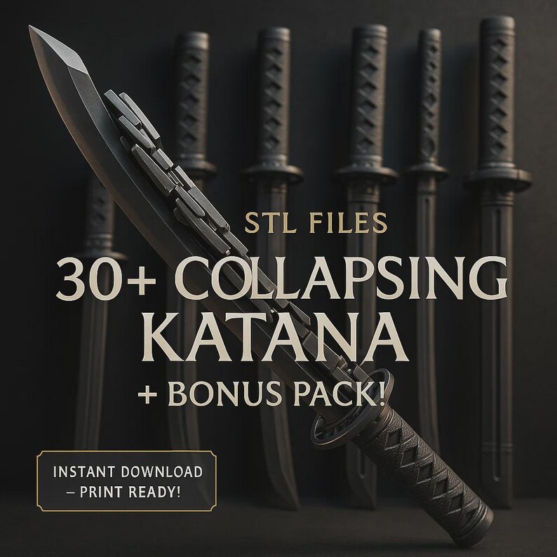 30+ Collapsing Katana STL Files | Samurai Sword 3D Print Bundle ...