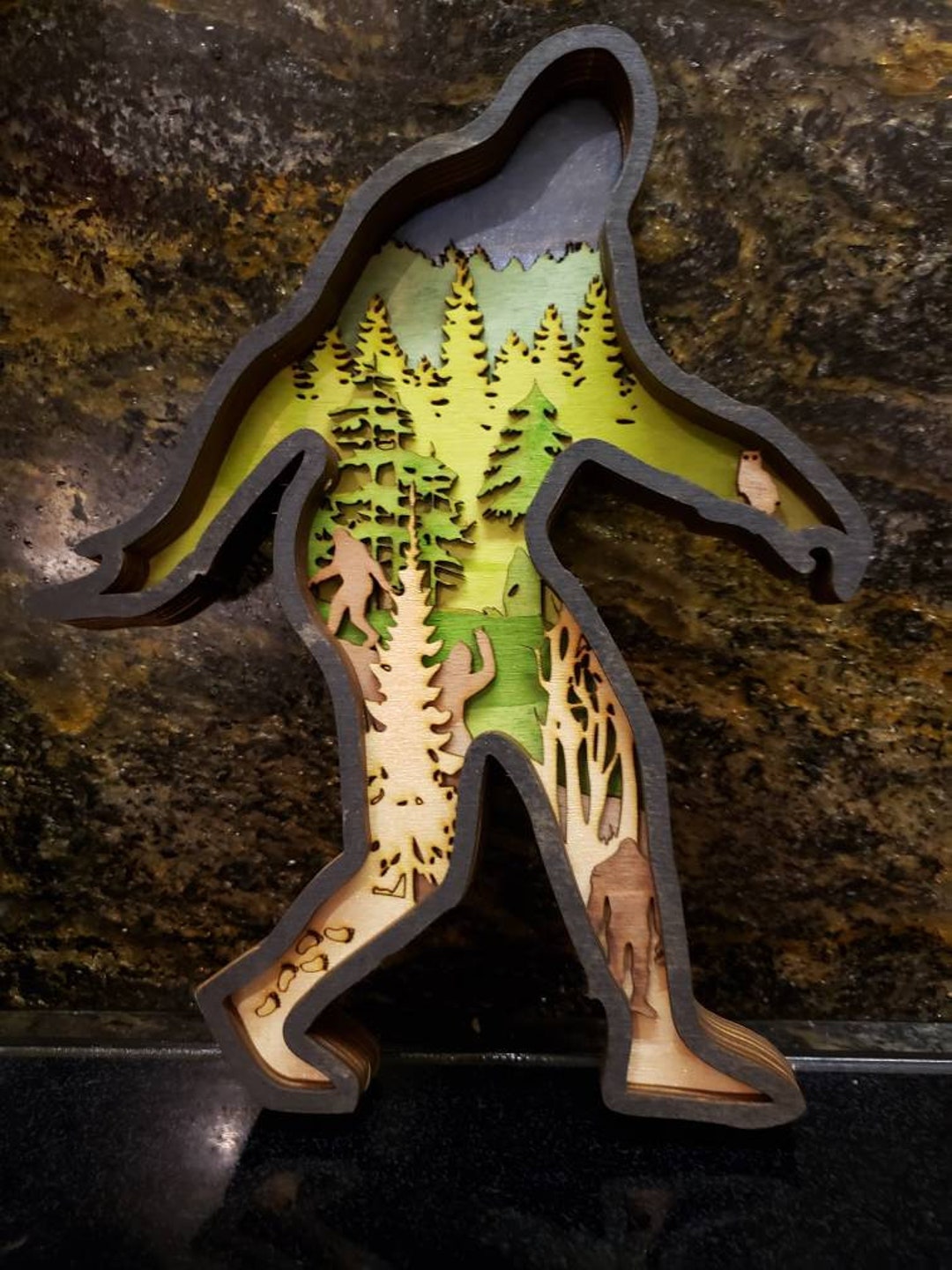 Big Foot Sasquatch 3D Layered Laser Cut Wood Art Piece - Etsy