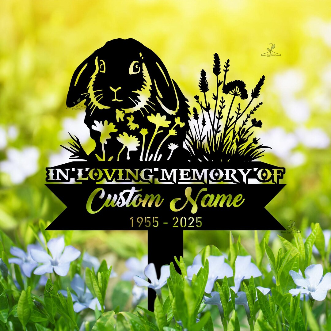 Custom Text Rabbit Garden Sign, Garden Decor, Personalized Rabbit Sign ...
