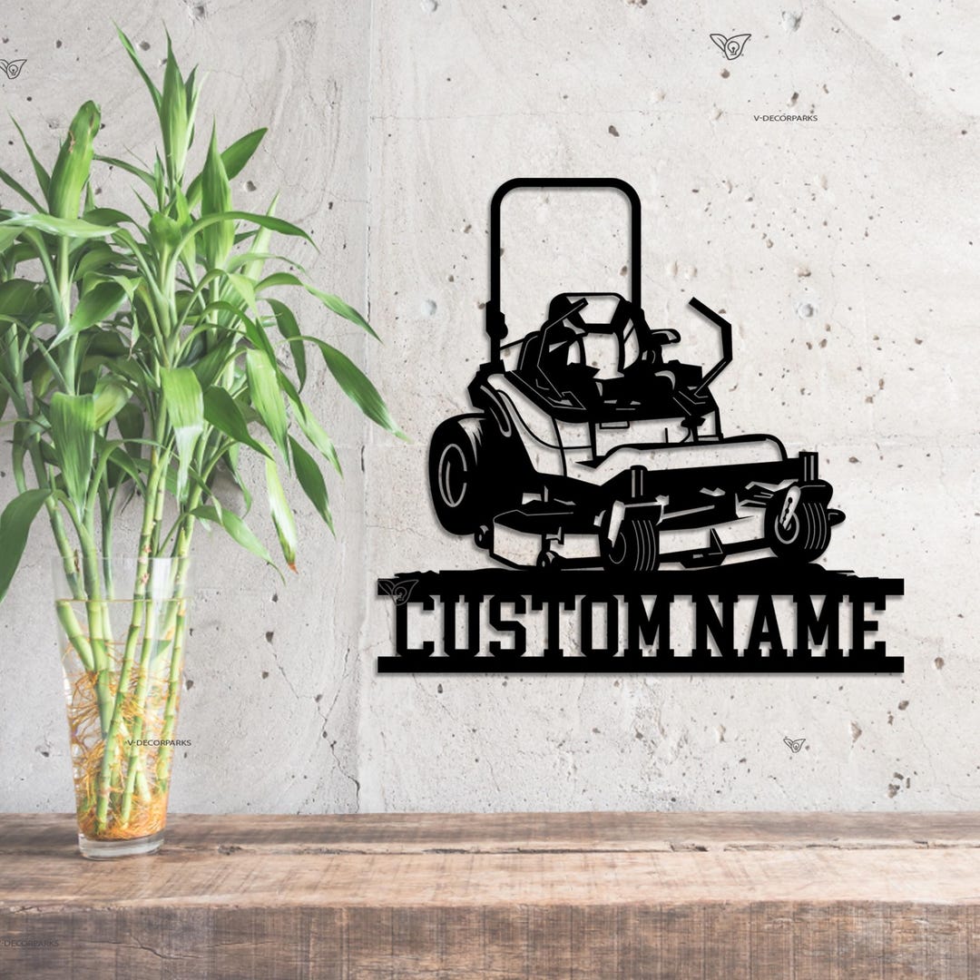 Custom Name Lawn Mower Metal Wall Art,personalized Yard Decor,home ...