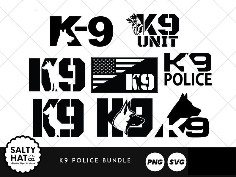 K9 Police Dog Silhouette Bundle, SVG, PNG (instant Download) - Etsy