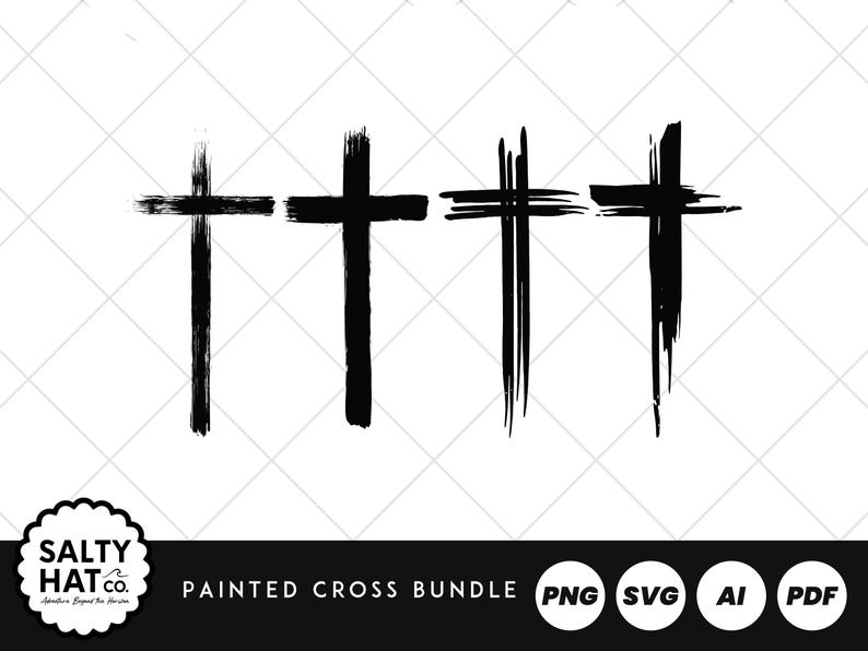 Brush Stroke Cross SVG, Rustic Christian Cross PNG Bundle - Etsy