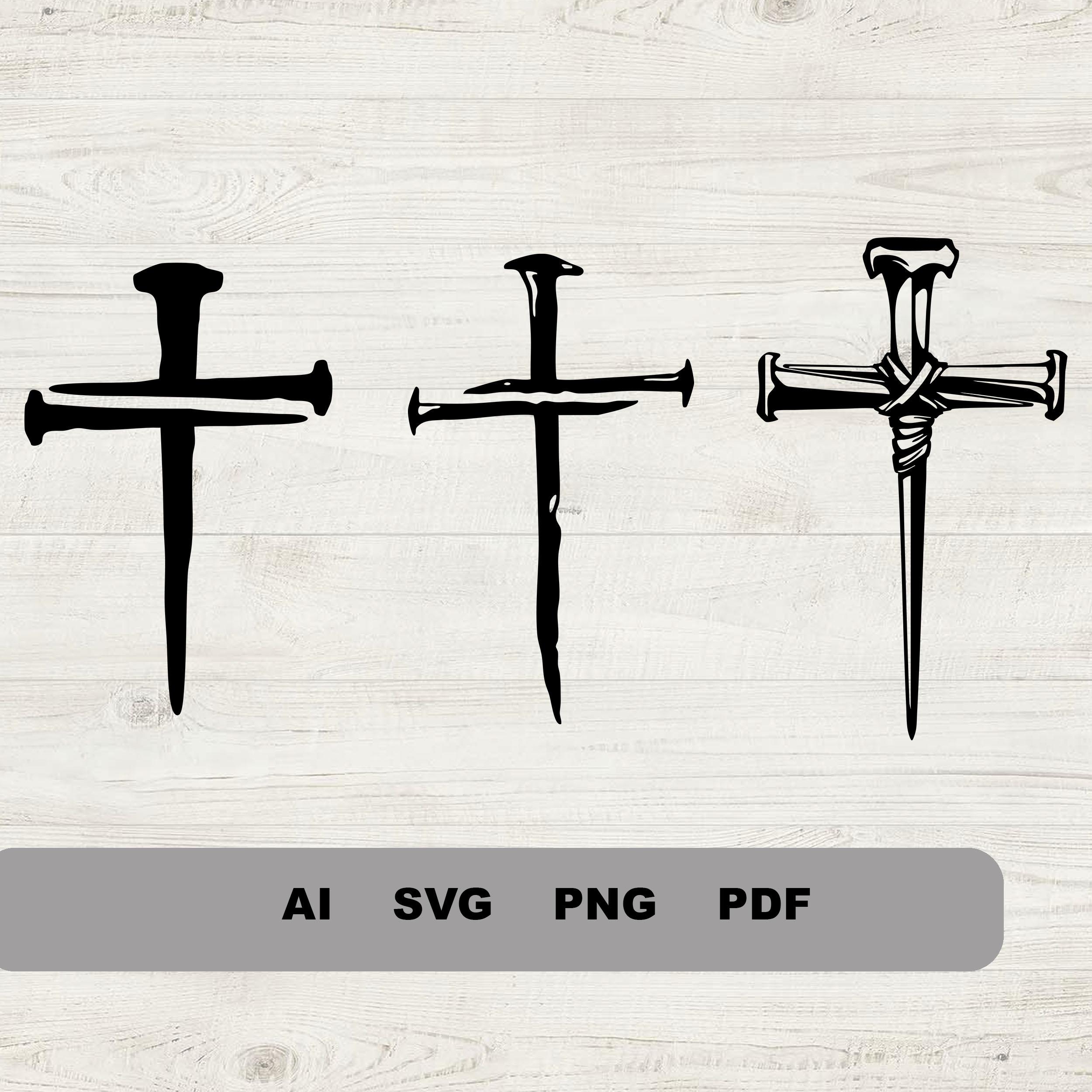 Three Nail Cross SVG, Cross Svg, Cross Png, Christian Cross SVG, Rustic ...