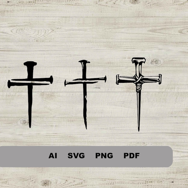Three Nail Cross SVG, Cross Svg, Cross Png, Christian Cross SVG, Rustic ...