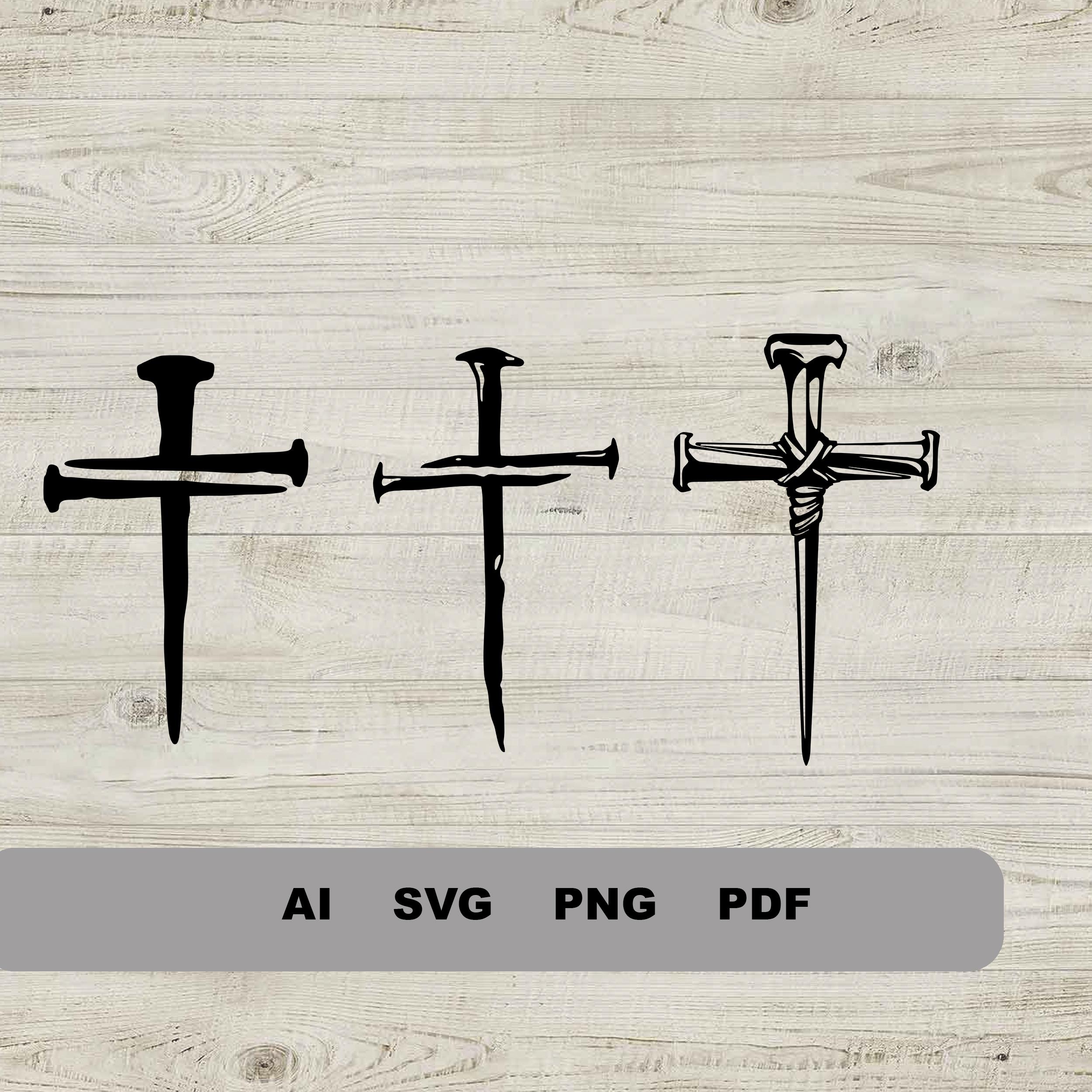 Three Nail Cross SVG, Cross Svg, Cross Png, Christian Cross SVG, Rustic ...