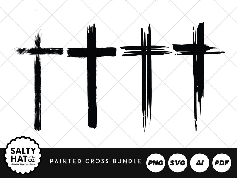 Brush Stroke Cross SVG, Rustic Christian Cross PNG Bundle - Etsy