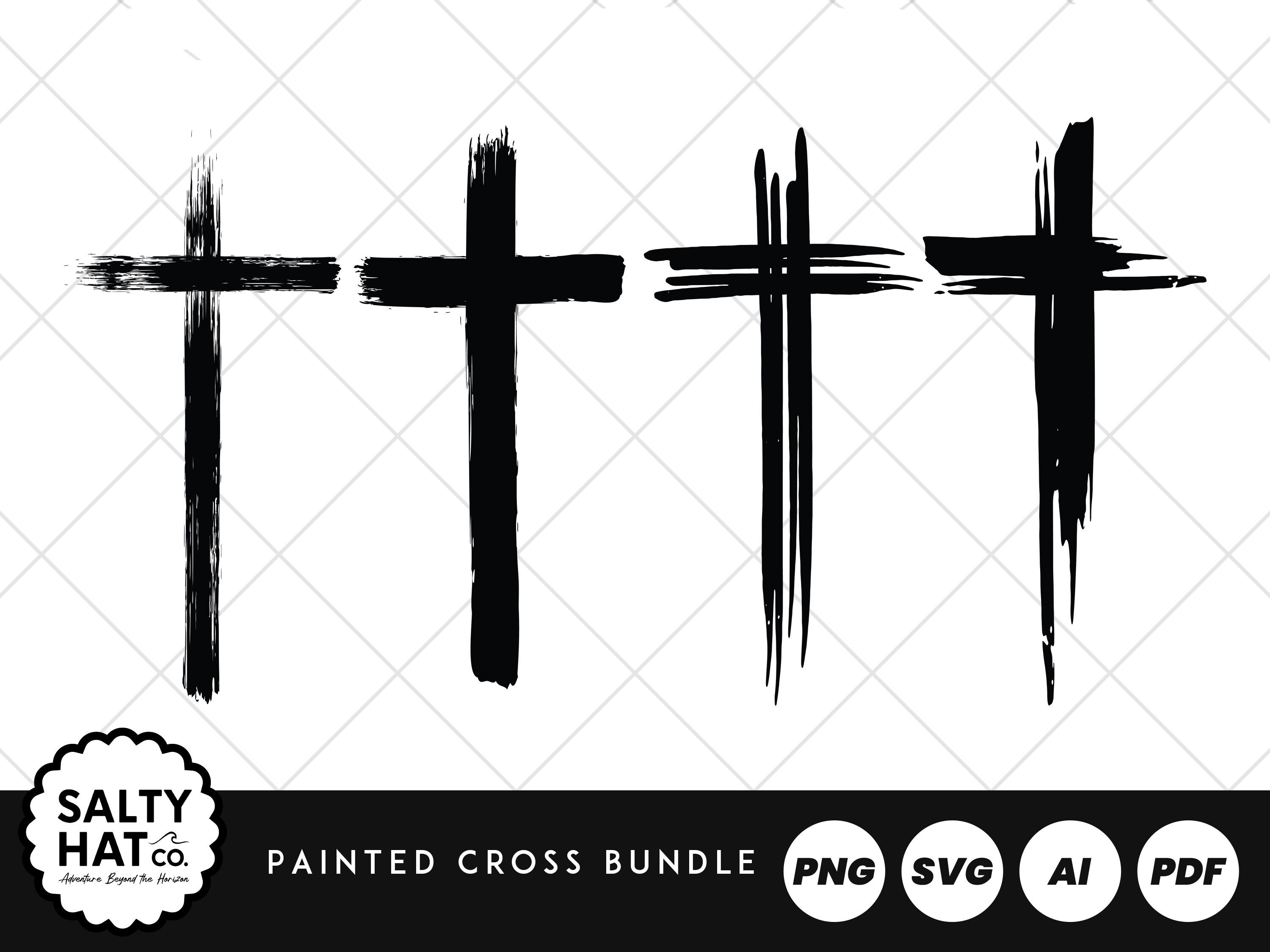 Brush Stroke Cross SVG, Rustic Christian Cross PNG Bundle - Etsy