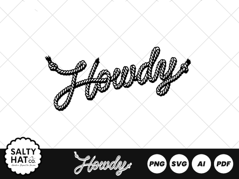 Howdy Rope Rustic SVG Typography Script Art, Country, Retro, Western ...