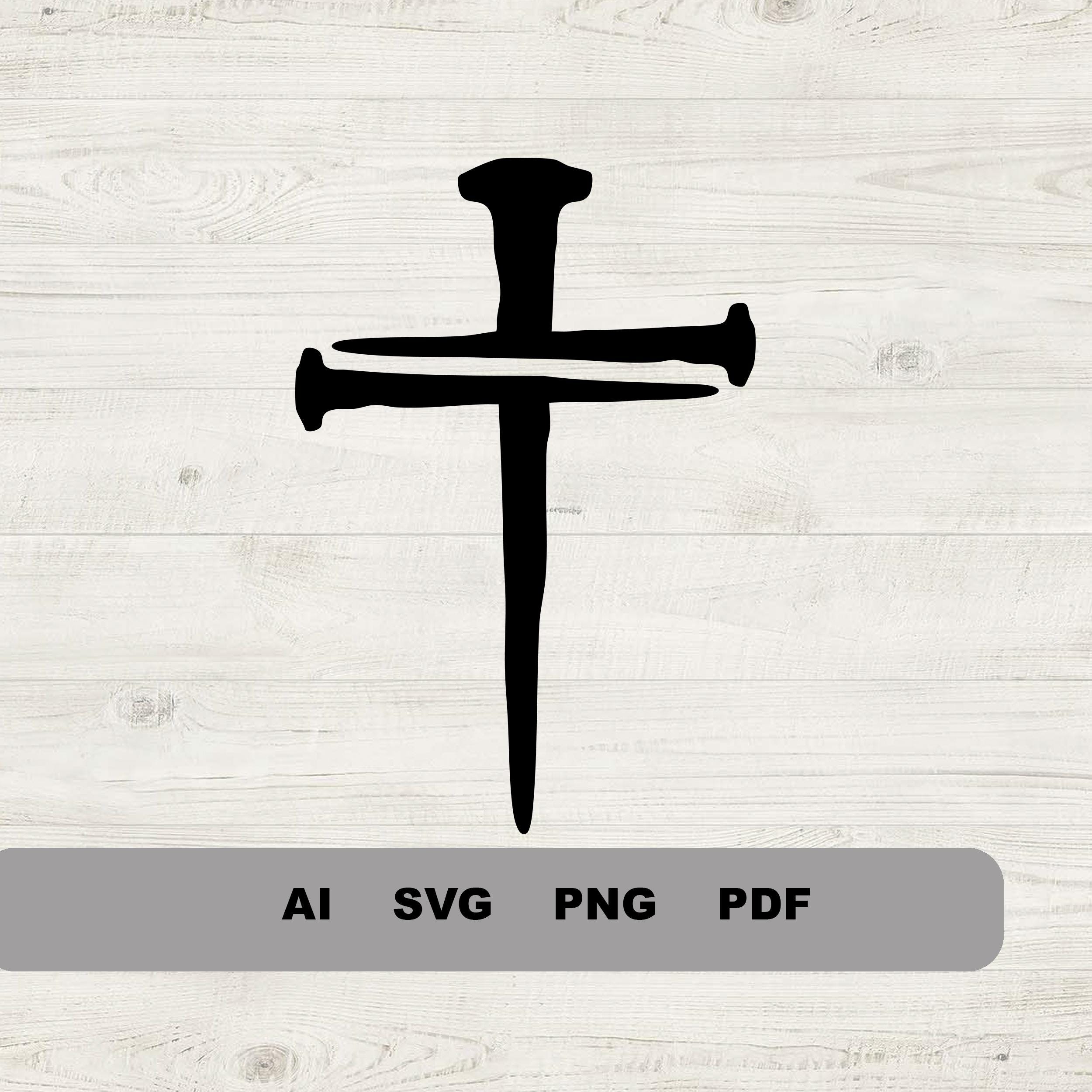 Rustic Three Nail Cross SVG PNG, Christian Laser Cut File (digital ...