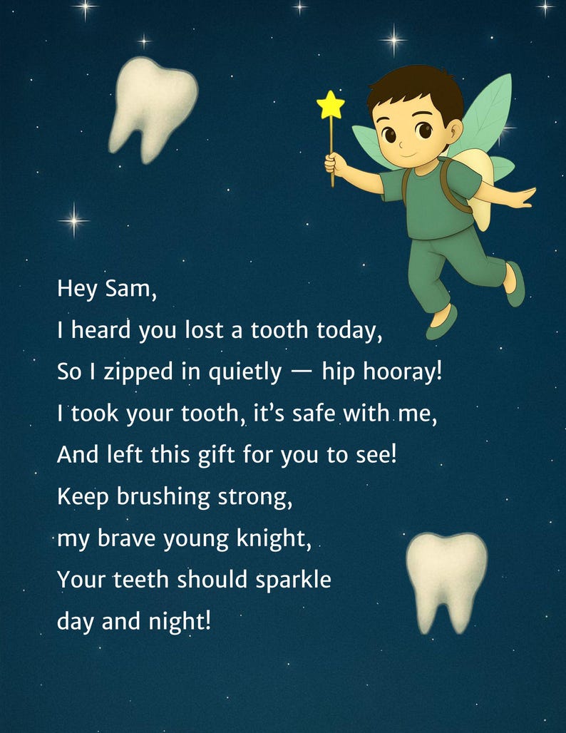 Tooth Fairy Letter for Boys With Coloring Page • Printable Download ...