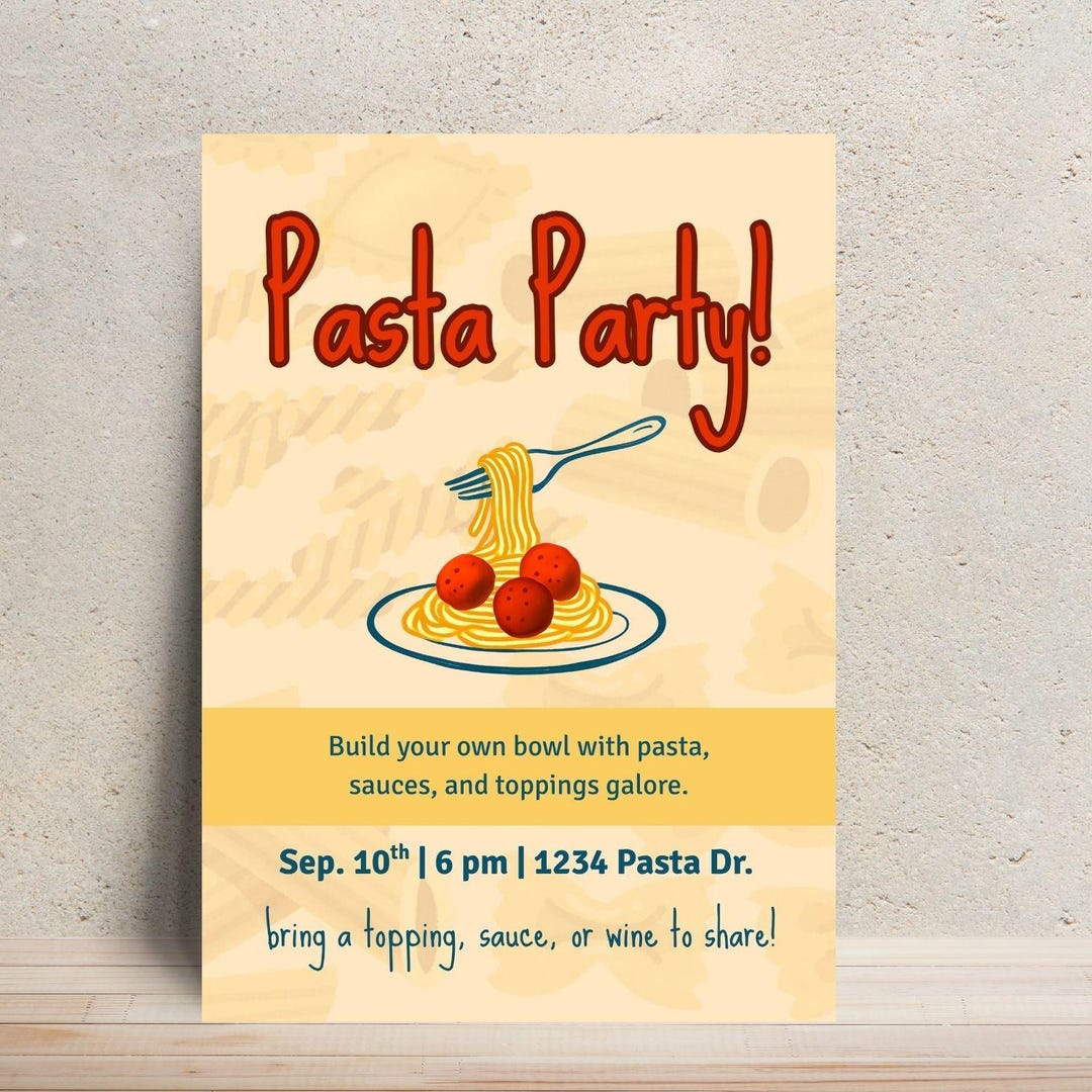 Pasta Party Invitation Template - Etsy