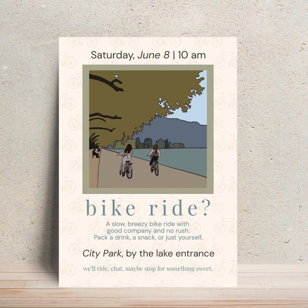 Bike Ride Invitation • Editable Canva Template • Picnic Ride or Social ...