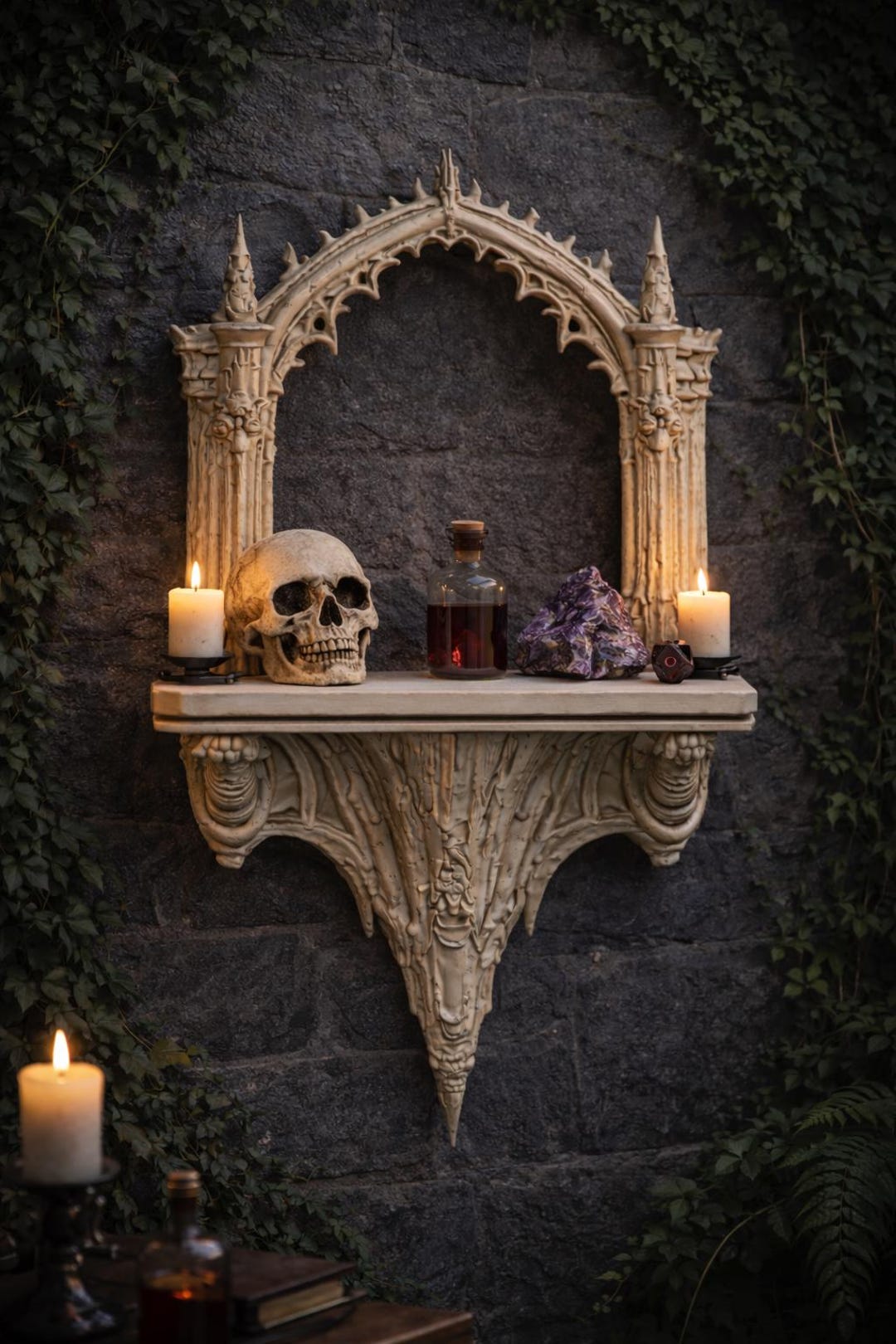 Gothic Wall Shelf STL – Bone Altar – Dark Fantasy Decor – 3D Printable ...